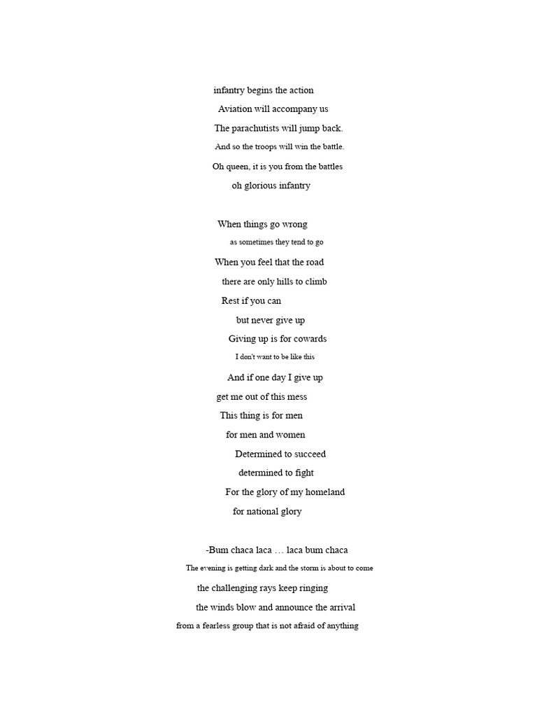 Running and Marching Songs | PDF | Parachuting | Parachute