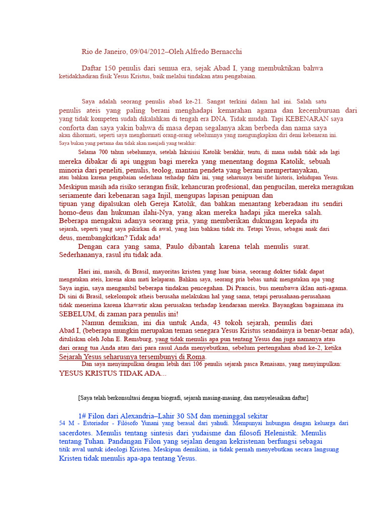 150 Penulis Sejarah: Yesus Tidak Ada | PDF