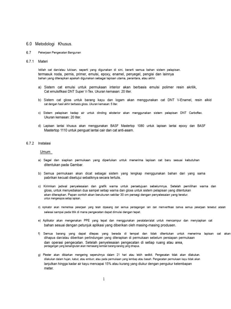 Pernyataan Metode Untuk Pekerjaan Pengecatan Pdf