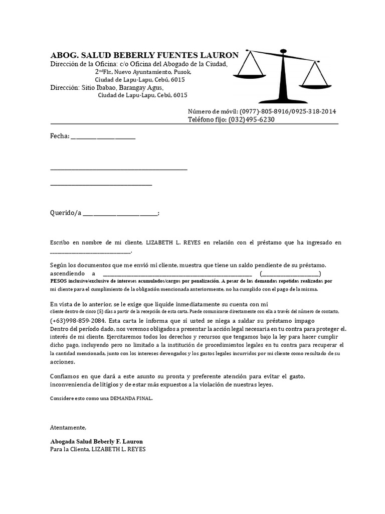 Carta de Demanda - Cobro | PDF