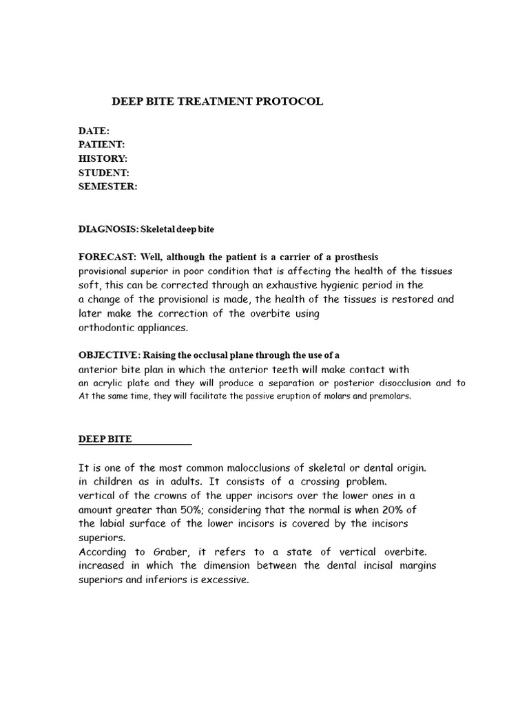 Deep Bite Treatment Protocol Guide | PDF | Mouth | Primate Anatomy
