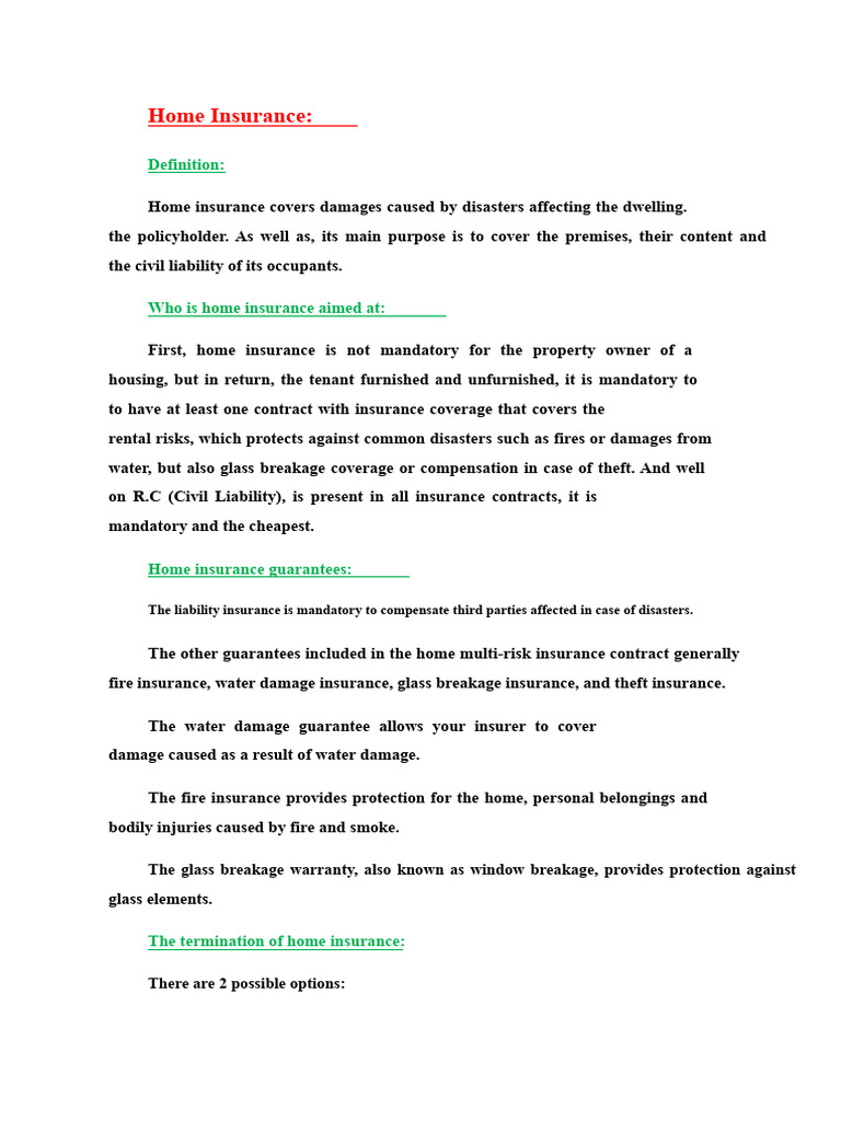 Home Insurance | PDF