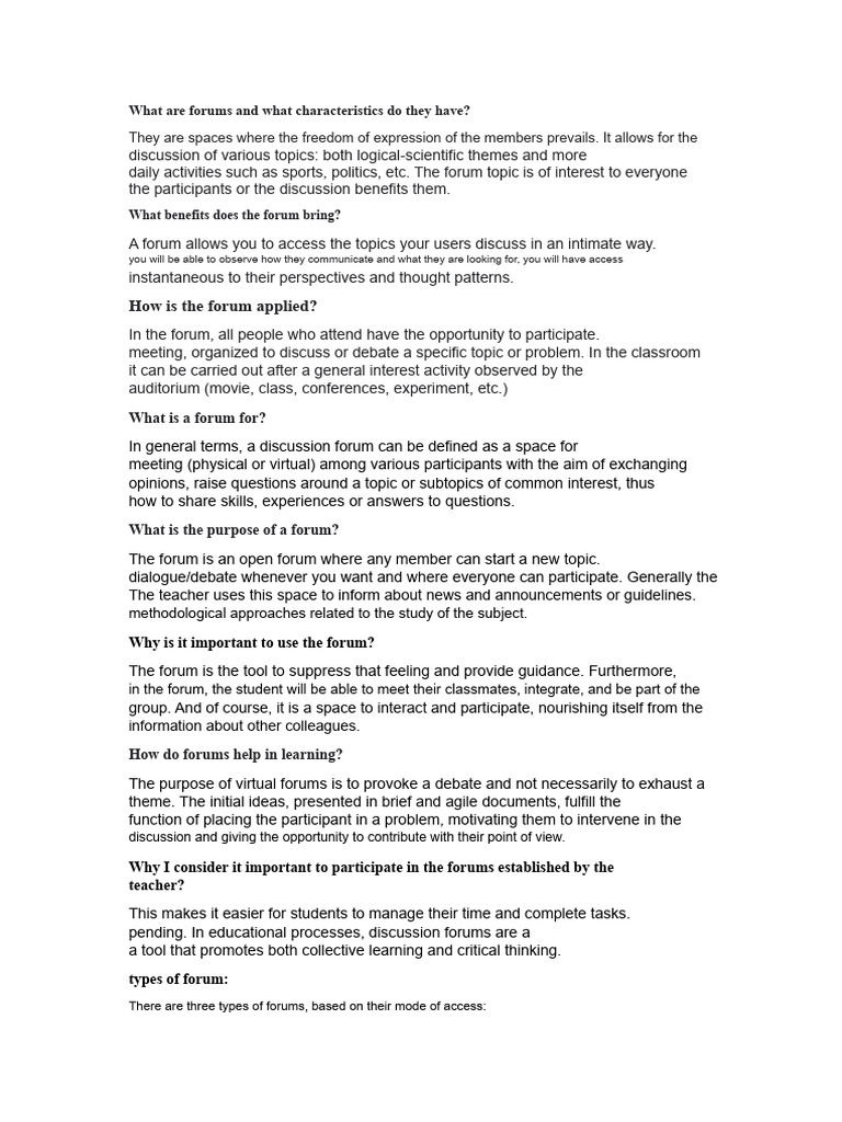 What is a forum and what does it consist of? | PDF | Internet Forum ...
