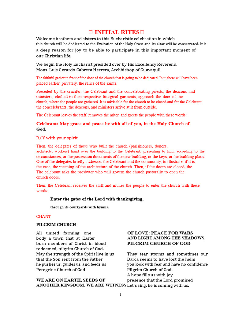 Church Dedication Ceremony Guide | PDF | Eucharist | Altar