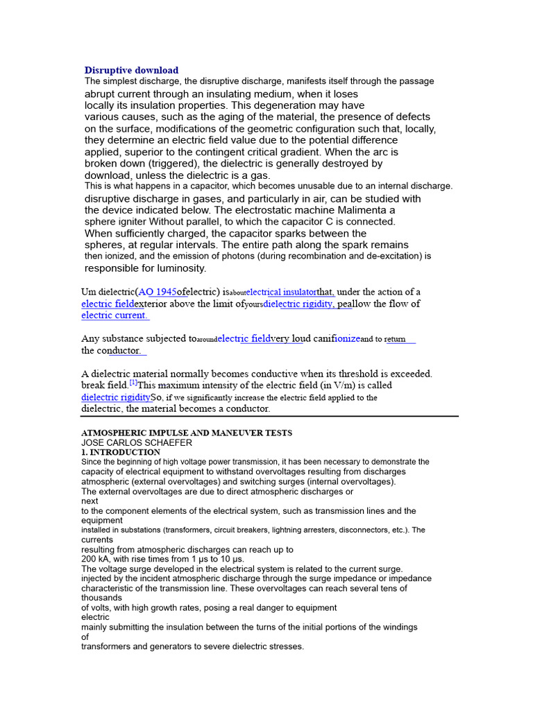 Disruptive discharge | PDF | Electrical Breakdown | Insulator (Electricity)