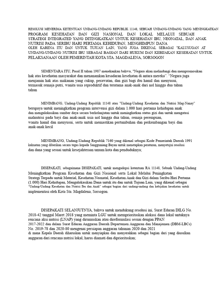pengesahan RA 11148 | PDF