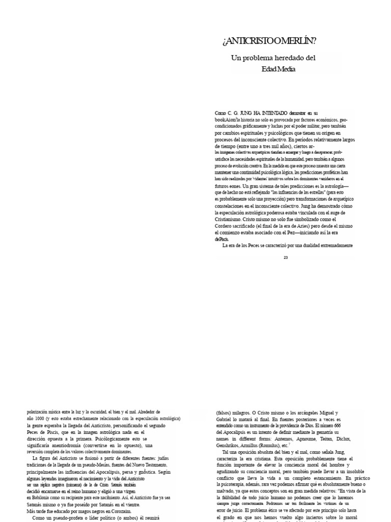 Marie-Louise Von Franz - Anticristo o Merlín PDF | PDF | antecristo | Esmerejón