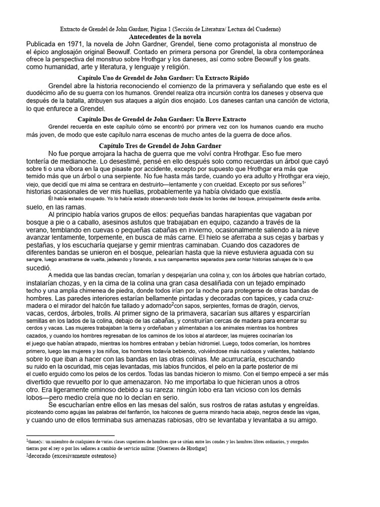 Extracto de Grendel de John Gardner | PDF | Beowulf