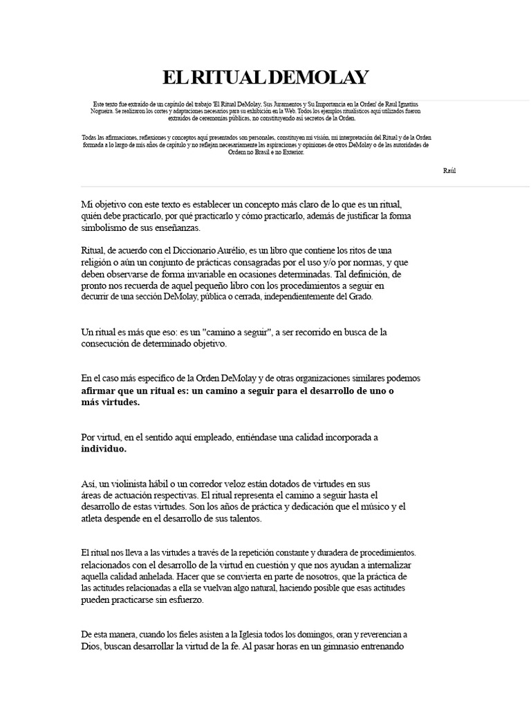 Importancia del Ritual DeMolay | PDF | Rituales | Amor
