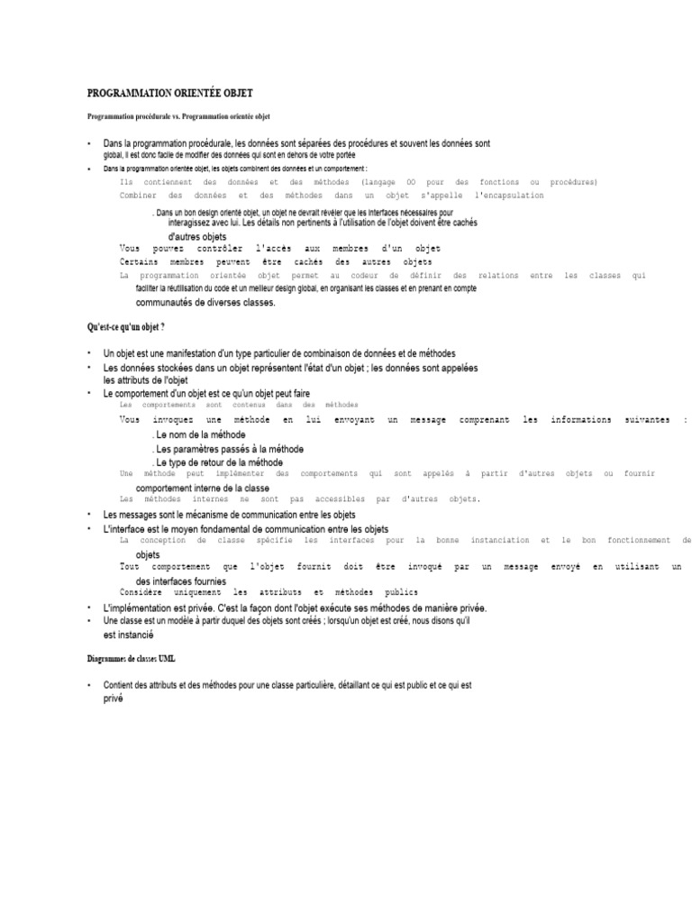 Le Processus de Pensée Orienté Objet | PDF | Classe (informatique) | Interface (Informatique)