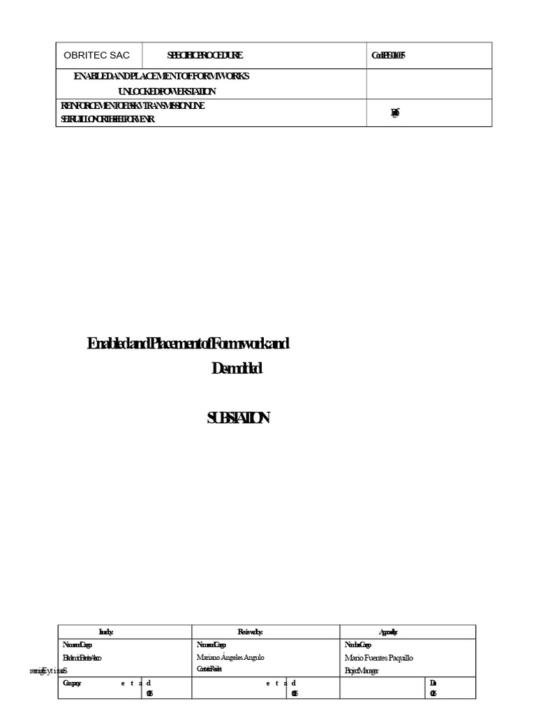 PE-01-005-Authorization and Placement of Formwork and Stripping SE | PDF