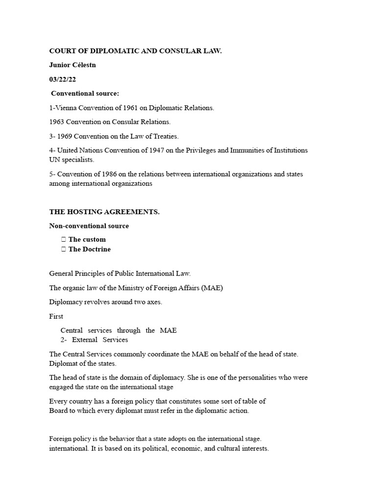 Diplomatic and Consular Law | PDF | Diplomatic Rank | Consul ...