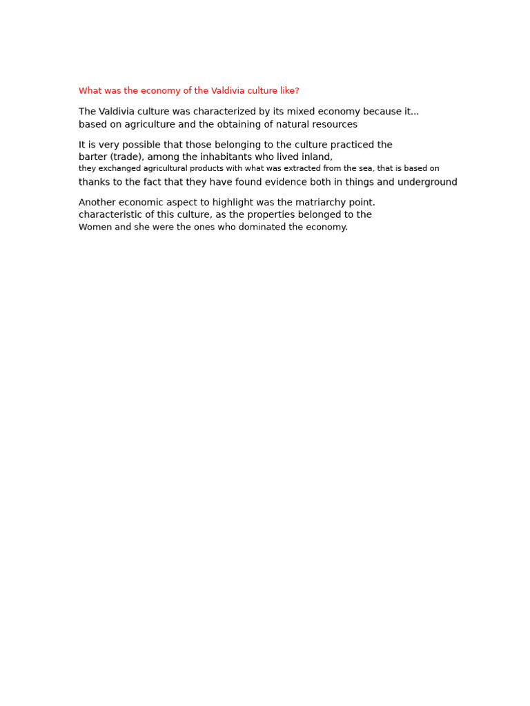 What Was The Economy of The Valdivia Culture Like | PDF