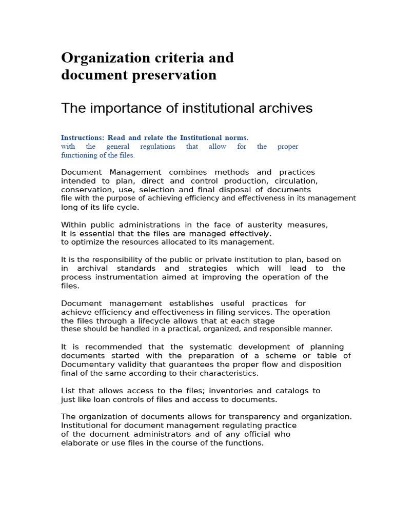 The Importance of Institutional Archives | PDF