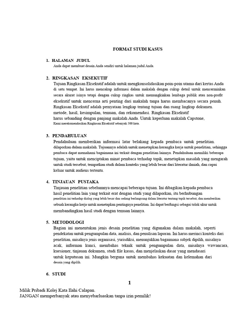 Format Lengkap Studi Kasus Akademik | PDF