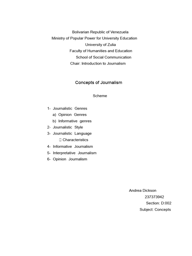 Concepts of Journalism Explained | PDF | Journalism | Genre