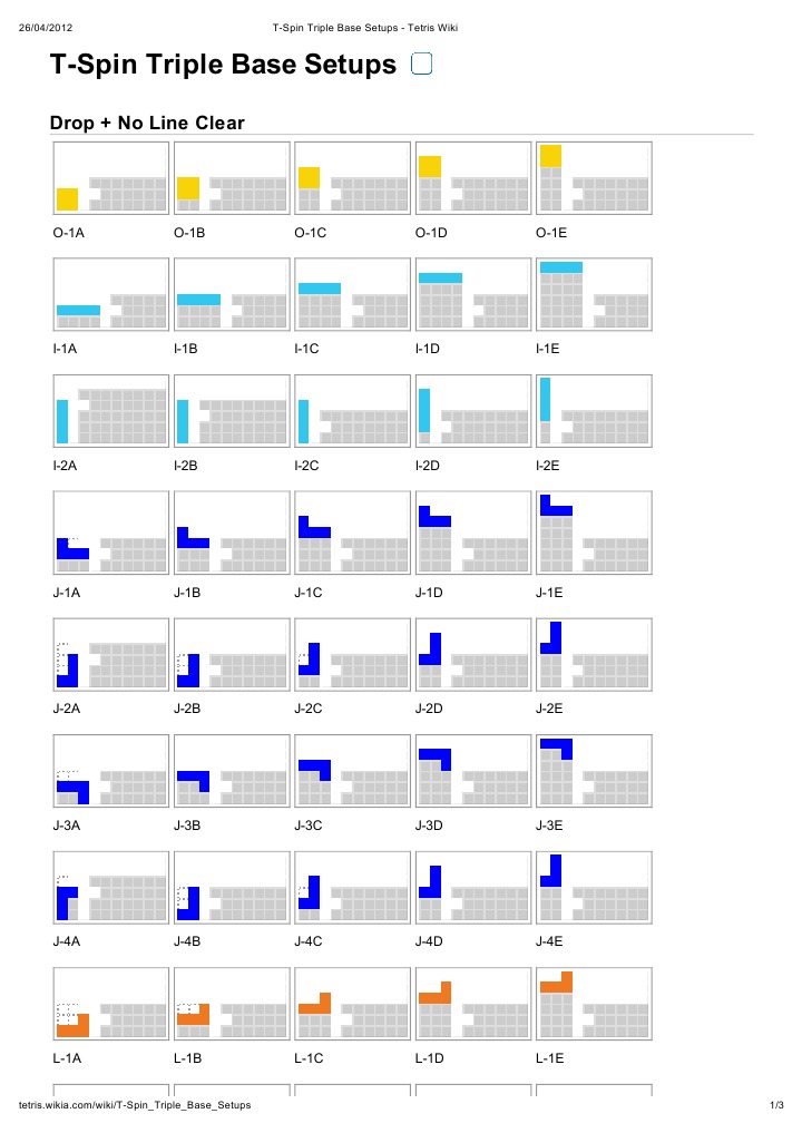 T-Spin Triple Base Setups - Tetris Wiki | PDF