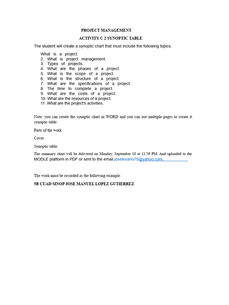 Activity C2 Synoptic Chart | PDF