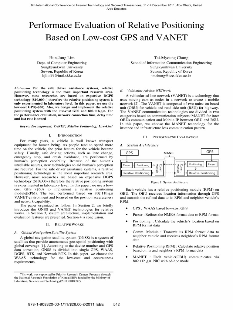 Performace Evaluation of Relative Positioning Based On Low-Cost GPS and ...