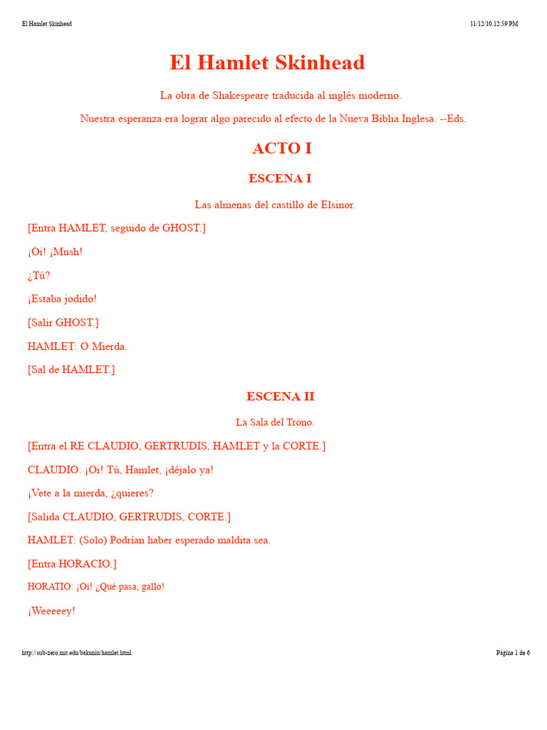 El Hamlet Skinhead | PDF | Aldea | Personajes de Shakespeare