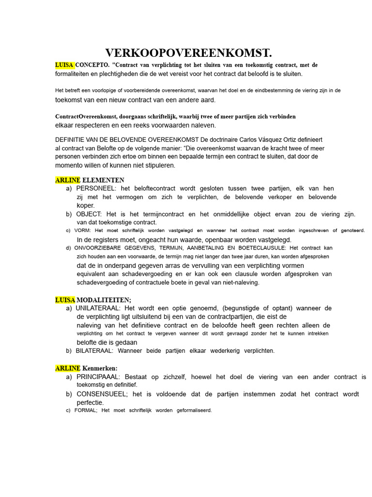 Belofte Contract - Burgerlijke Uitstelling | PDF