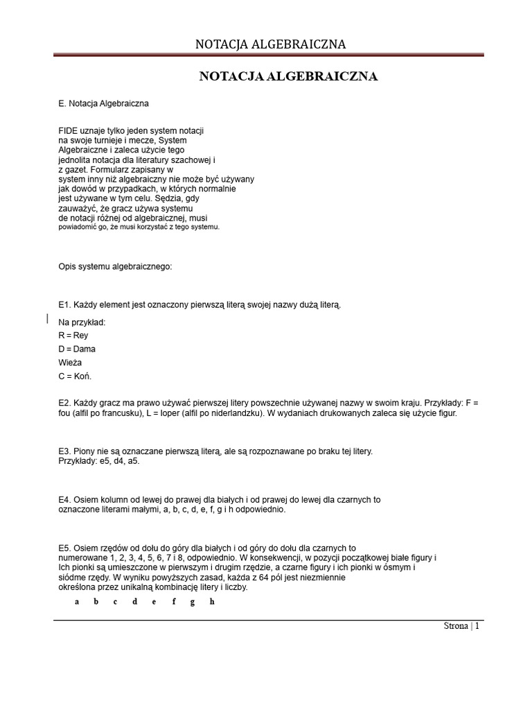 Notacja Algebraiczna | PDF