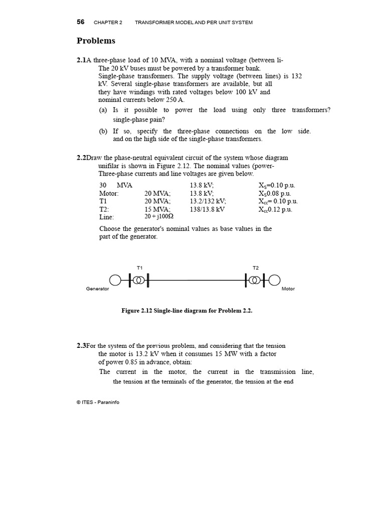 Transformer Model and Per Unit System Problems | PDF | Transformer ...