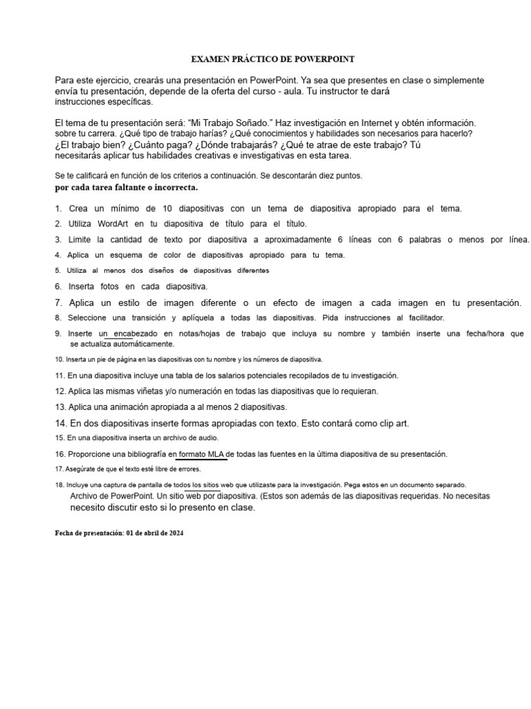 Examen Práctico de PowerPoint | PDF | Microsoft PowerPoint | Informática