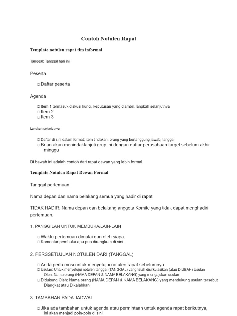 Contoh Notulen Rapat | PDF