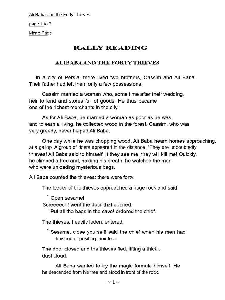 Ali Baba and The Forty Thieves | PDF