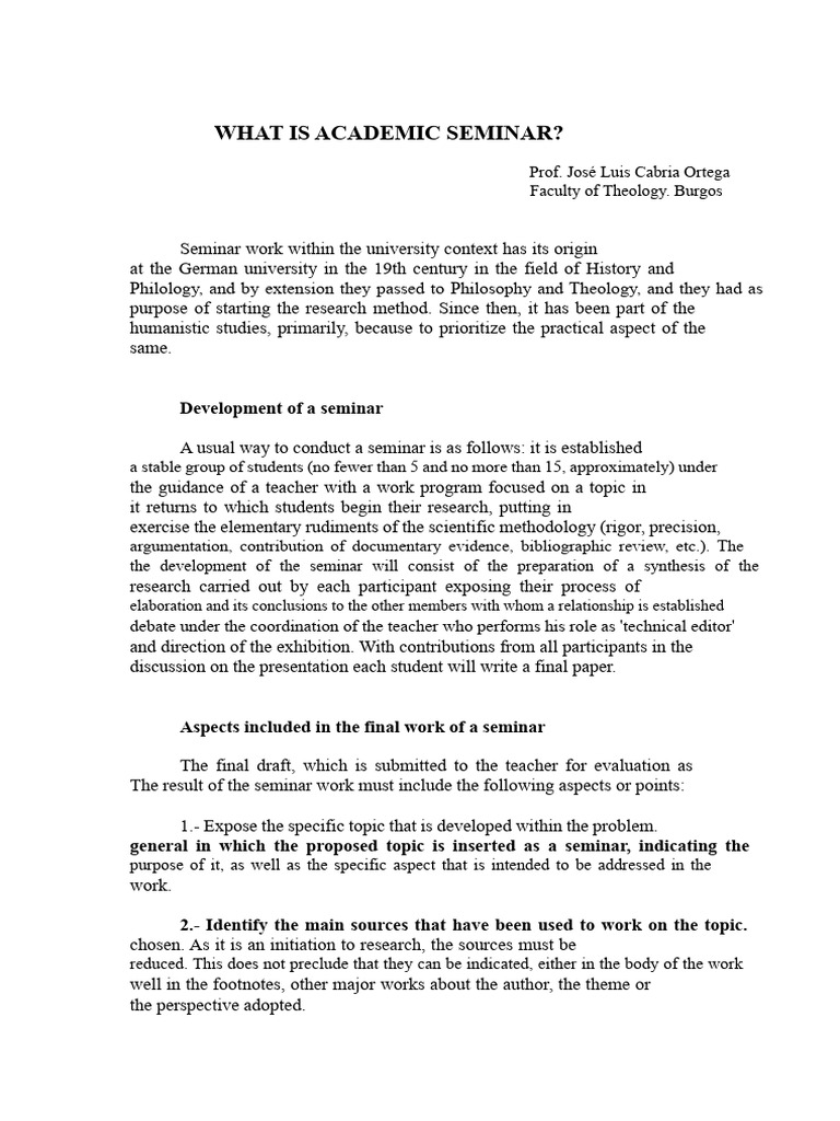 What Is An Academic Seminar? | PDF | Theology | Methodology