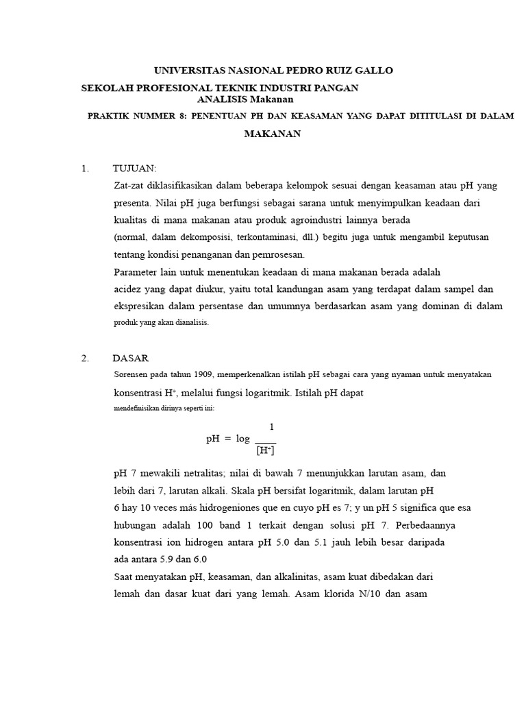 Analisis pH dan Keasaman Makanan | PDF