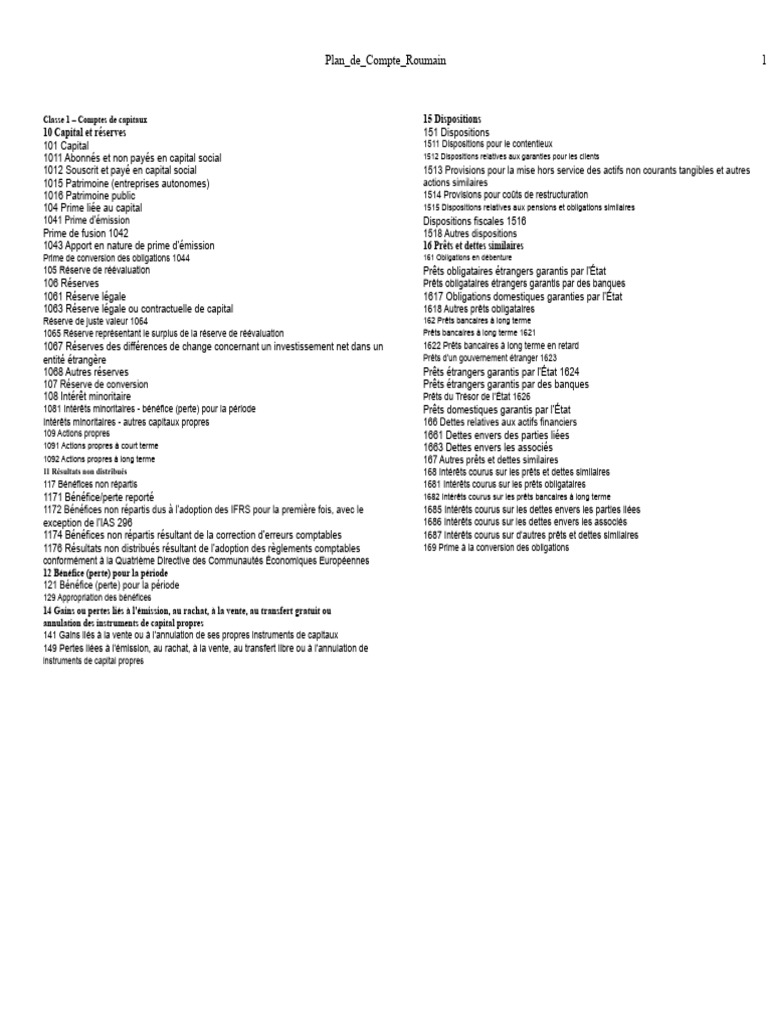 Plan Comptable Roumain | PDF | Prêts | Banques