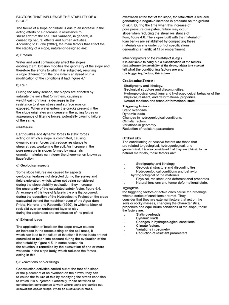 Factors That Influence The Stability of A Slope | PDF | Earth Sciences ...