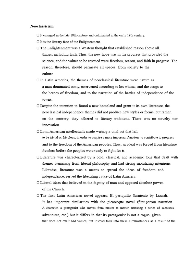 Summary of Neoclassicism and Romanticism in Latin America | PDF ...