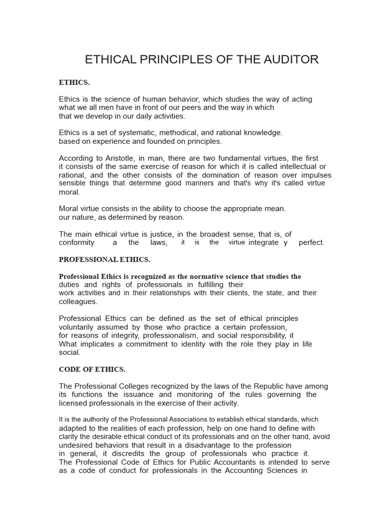 Ethical Principles of The Auditor | PDF | Financial Audit | Audit