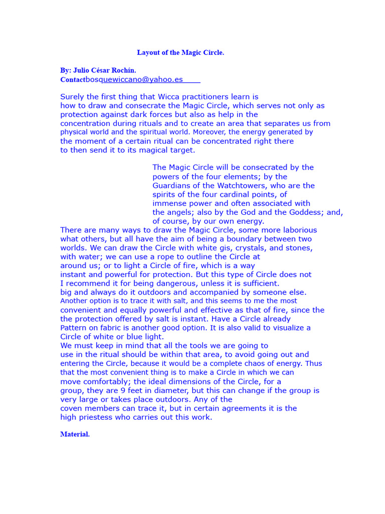 Drawing of The Magic Circle | PDF | Wicca