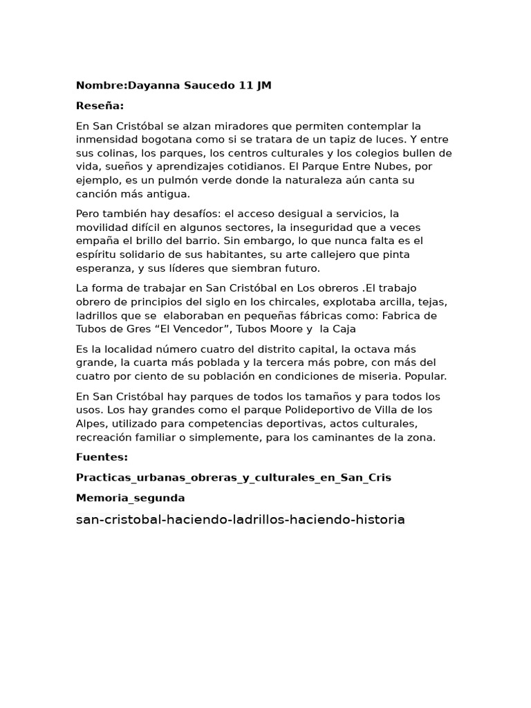 Historia San Cristobal | PDF