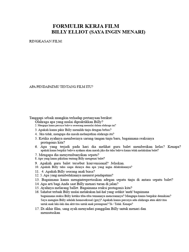 Analisis Film Billy Elliot: Menari dan Identitas | PDF
