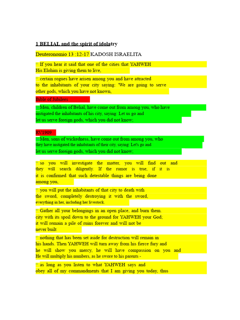 Belial | PDF | David | Demons
