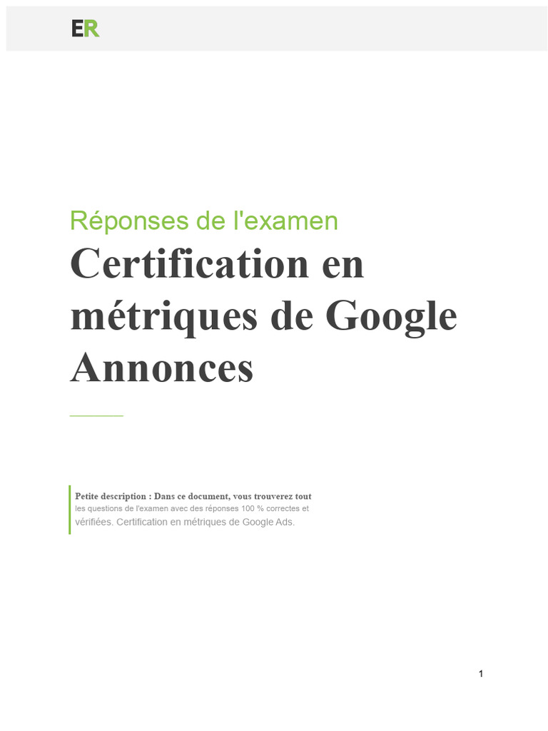 Réponses certifiées Google Ads | PDF | Commercialisation | Publicité