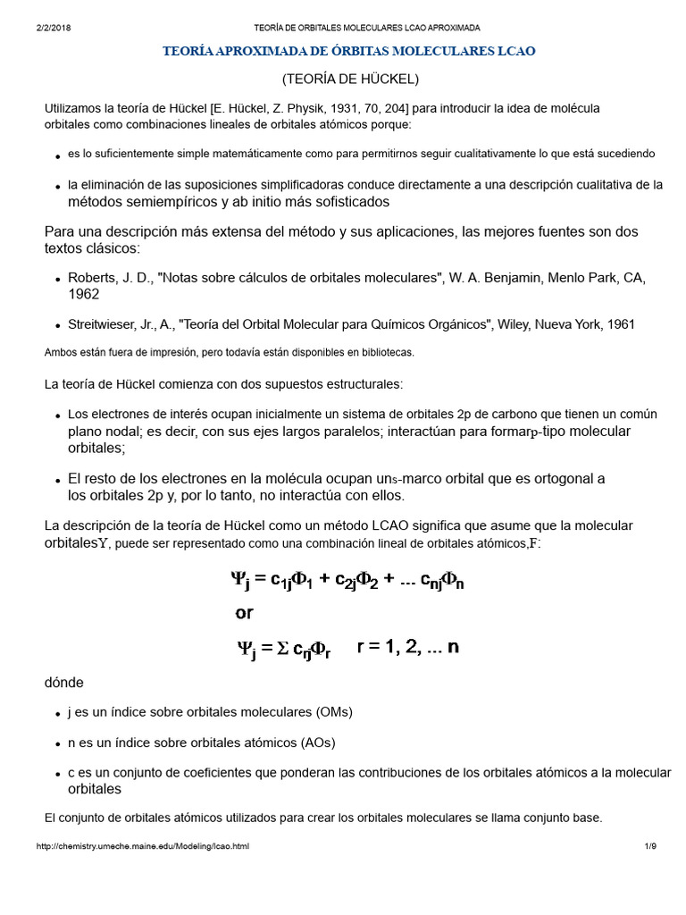 Teoría Aproximada de Orbitales Moleculares Lcao | PDF | Orbital ...