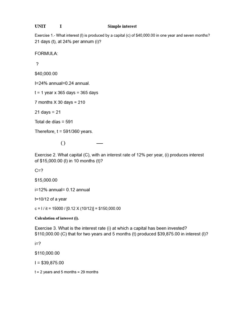 Financial Mathematics Exercise | PDF | Interest | Present Value