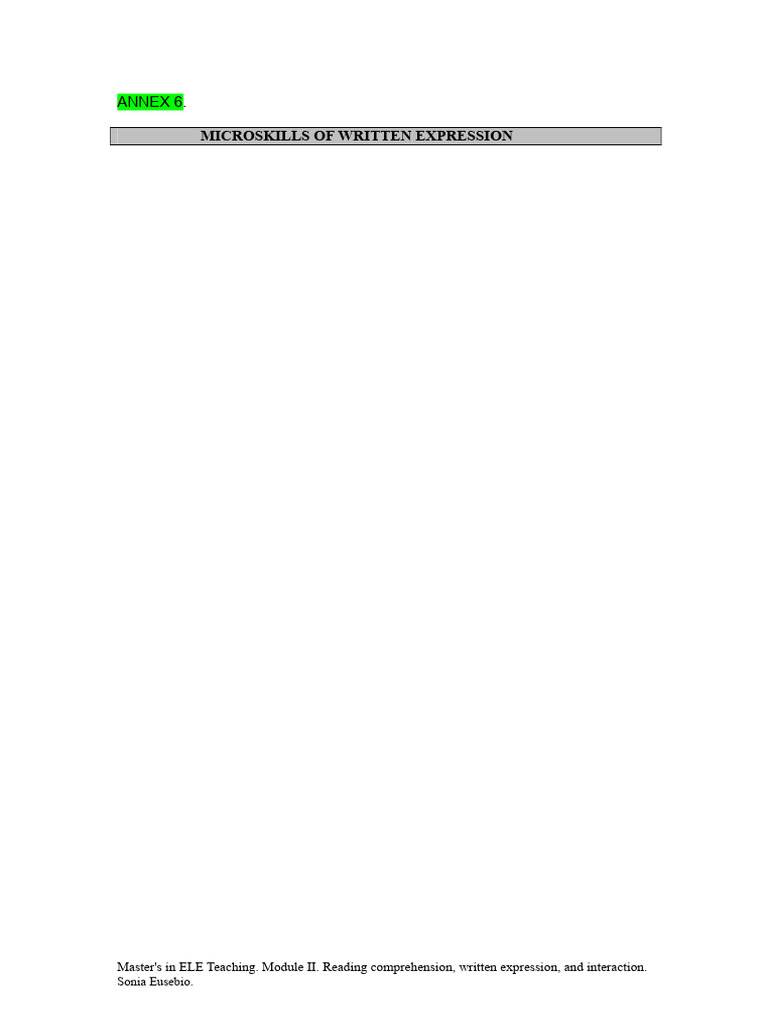 Micro-Skills of Written Expression.A6 | PDF | Communication | Reading ...