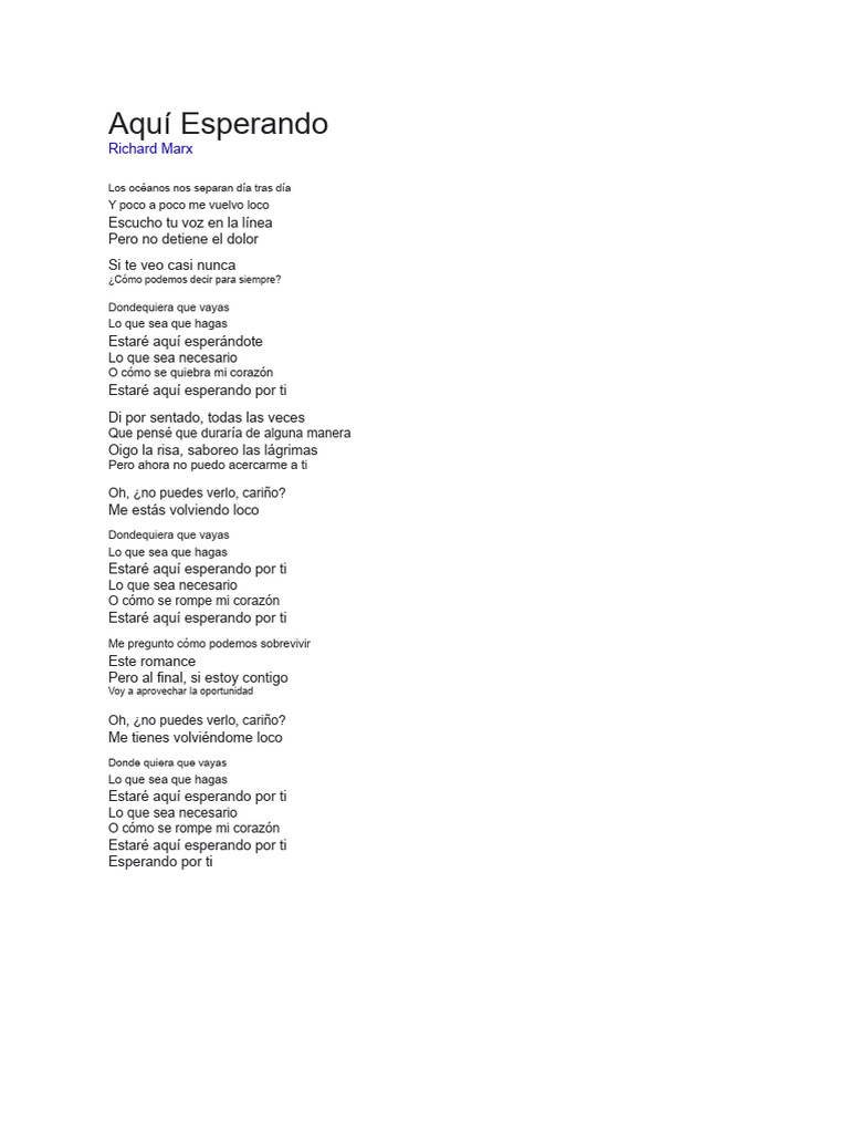 Aquí Esperando Letra | PDF