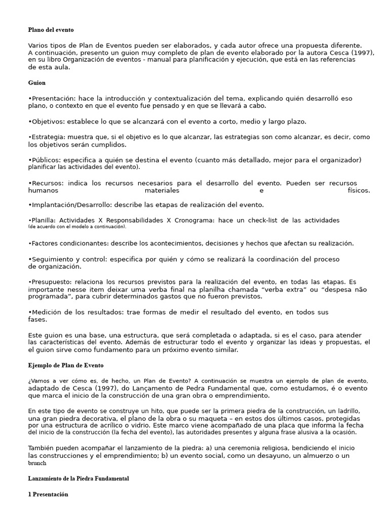 Guía Completa para Plan de Eventos | PDF | Planificación