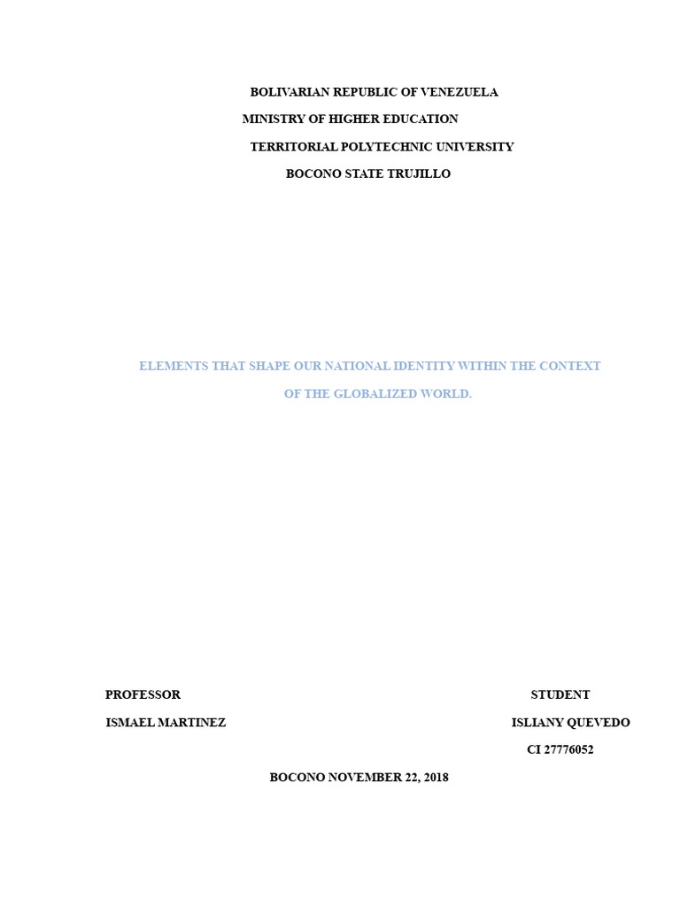 Elements That Make Up Our National Identity | PDF | Venezuela ...