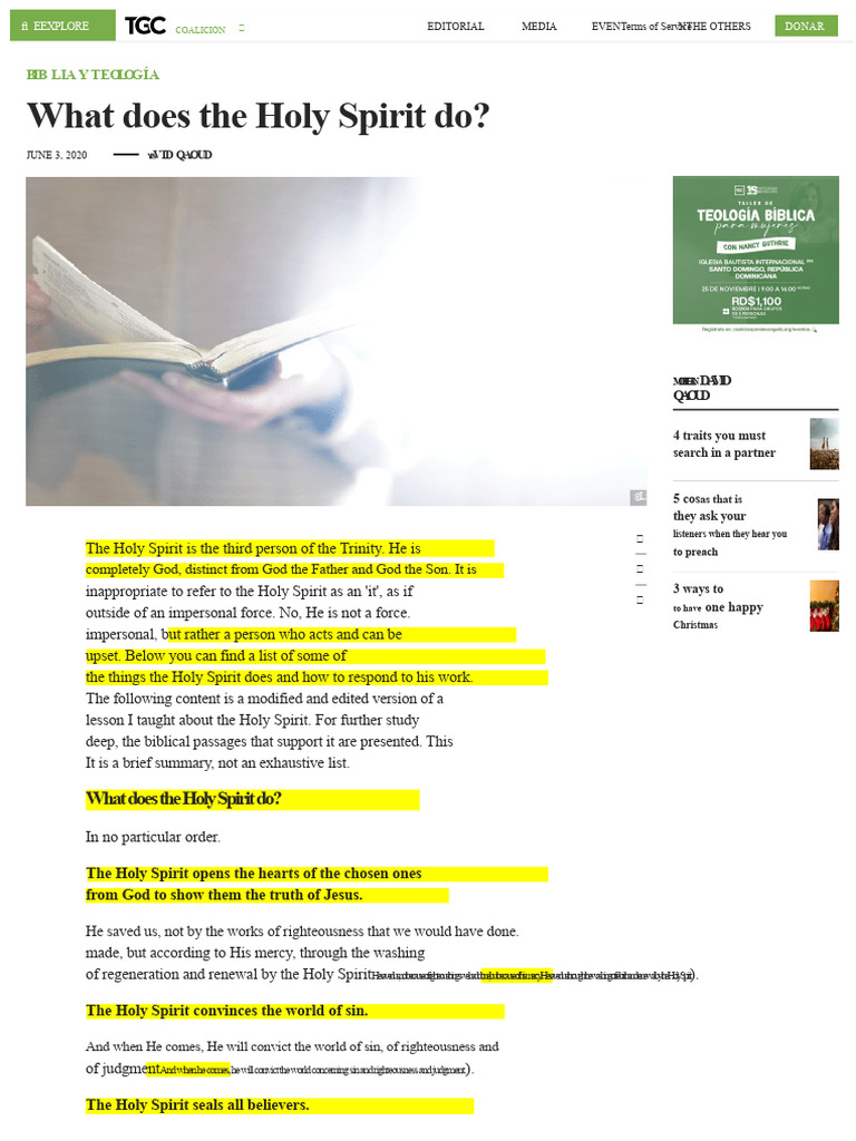 What the Holy Spirit Does Explained | PDF | Jesus | Holy Spirit