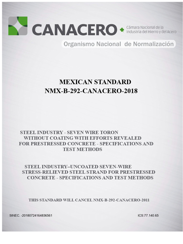 NMX-B-292-CANACERO-2018 | PDF | Wire | Deformation (Engineering)