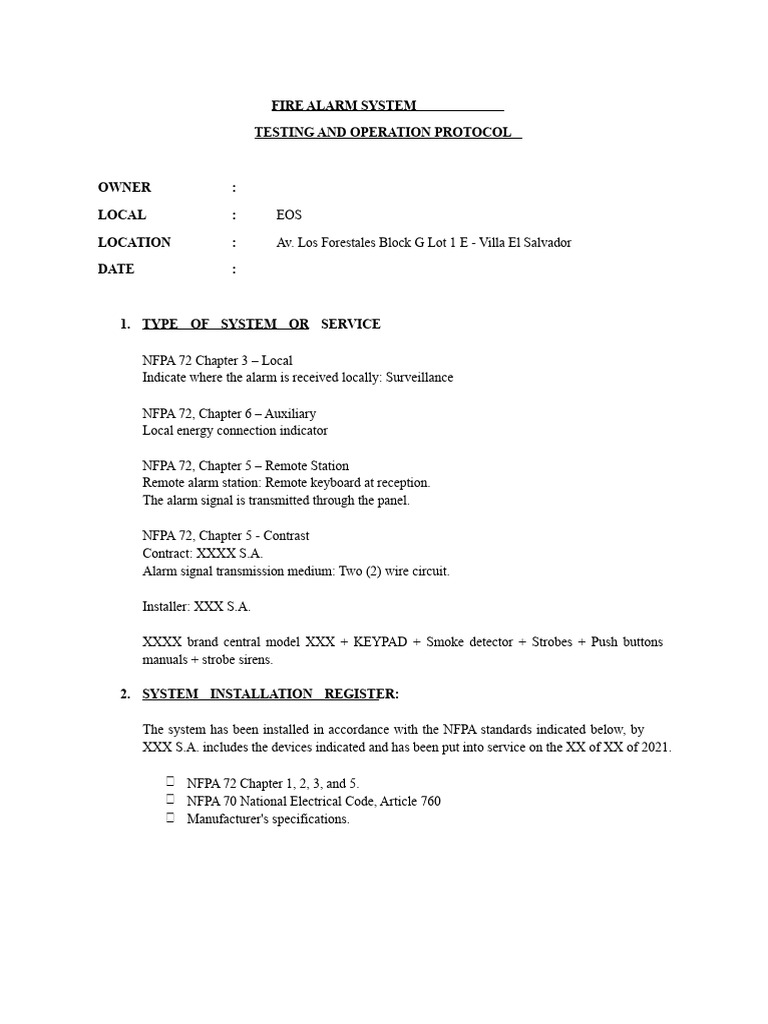 Fire Alarm System Testing Protocol | PDF | Safety